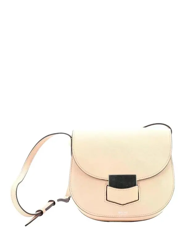 Celine Trotteur Grainy Leather Small Crossbody Bag - Neutrals