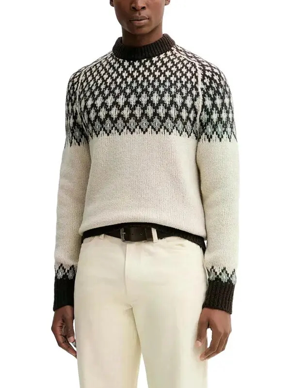 Marc O'polo Patterned Crew Neck Sweater - Neutrals