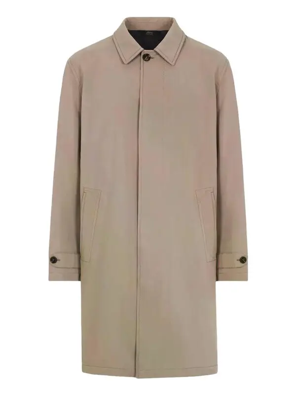 Brioni Performa Collared Long Coat - Neutrals