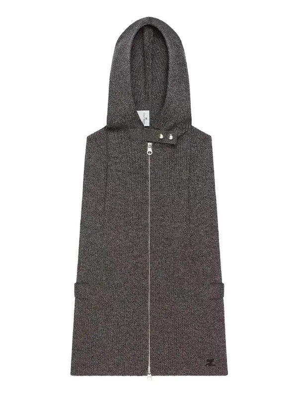 COURREGES Zip-up Hooded Vest - Grey