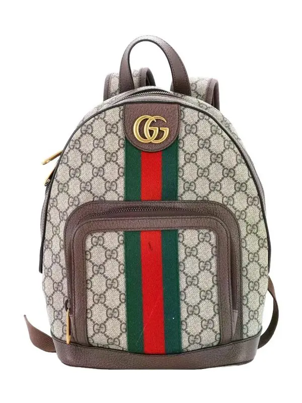 Gucci Ophidia Gg Coated Canvas And Leather Small Backpack - Brown