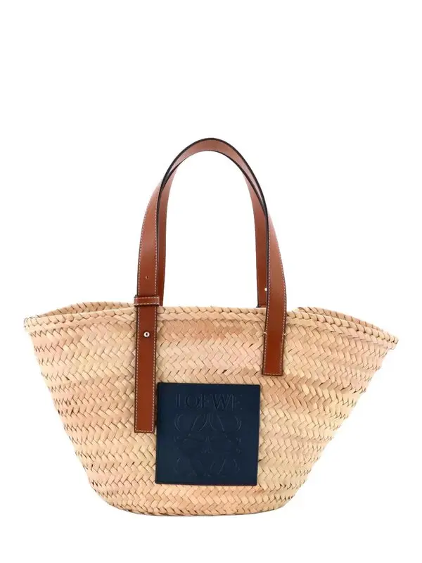 Loewe Basket Raffia Medium Tote Bag - Blue