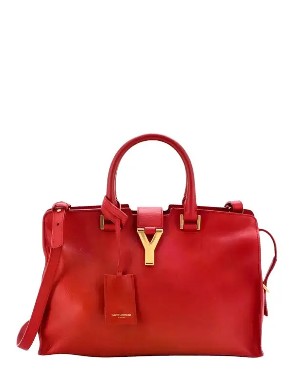 Saint Laurent Classic Y Cabas Leather Satchel - Red