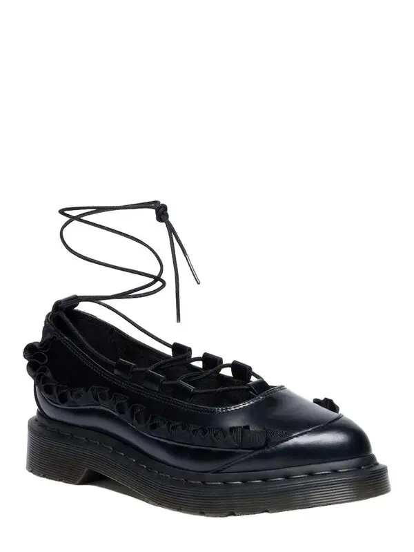Dr. Martens Elphie Ii Frill Leather Ballet Flats - Black