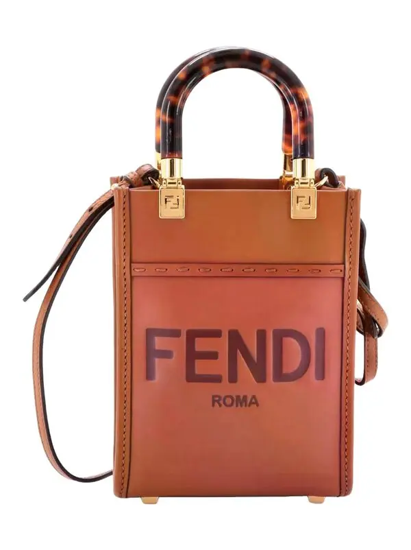 Fendi Sunshine Shopper Tote Mini Crossbody Bag - Brown