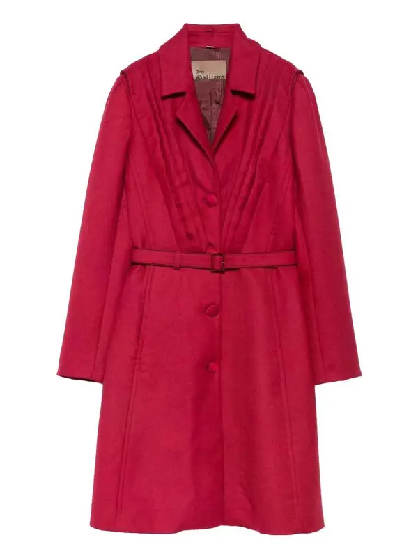 John Galliano 2000s Belted Wool Coat - Pink