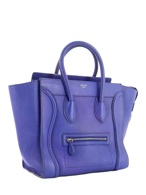 Celine Luggage Bag Grainy Leather Mini Tote Bag - Blue