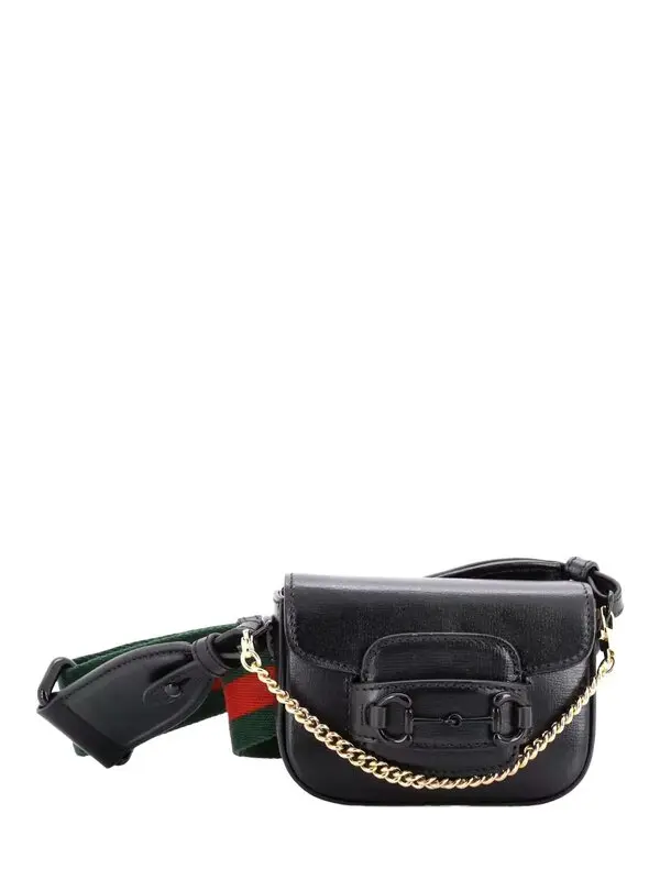 Gucci Horsebit 1955 Flap Wallet With Strap - Black
