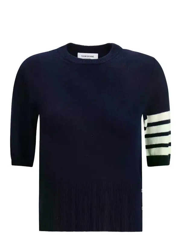 Thom Browne Intarsia Striped Sleeve T-shirt - Blue