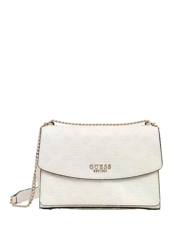 Guess Embossed Chain Satchel - White