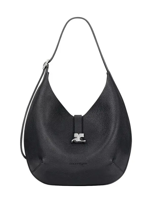 COURREGES Logo-buckle Shoulder Bag - Black