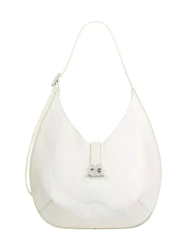 COURREGES Grained Leather Hobo Tote Bag - White