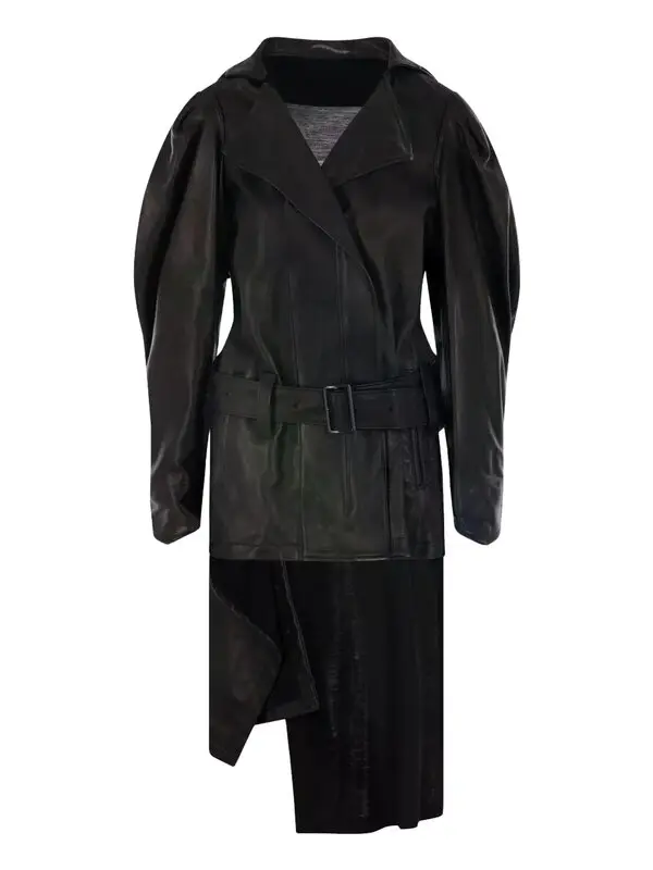 Yohji Yamamoto Belted Puff-sleeve Coat - Black
