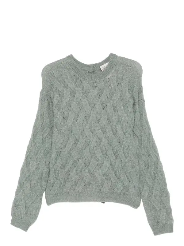 SEMICOUTURE Cable-knit Sweater With Bow Detail - Grey