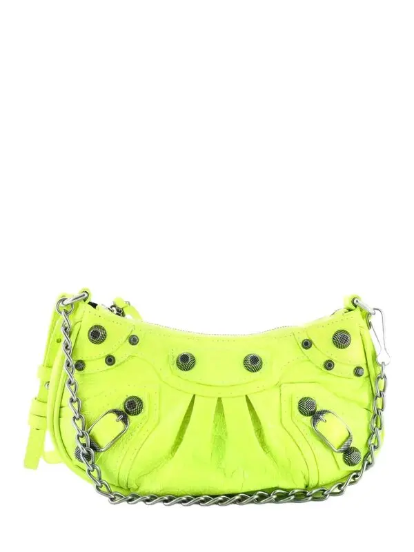 Balenciaga Le Cagole Giant Studs Leather Mini Crossbody Bag - Yellow
