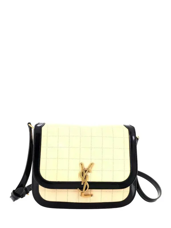 Saint Laurent Solferino Quilted Suede Shoulder Bag - Black