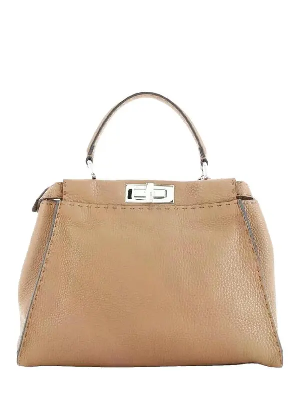 Fendi Selleria Peekaboo Bag Rigid Leather Regular Satchel - Brown