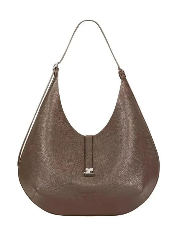 COURREGES Logo-buckle Shoulder Bag - Brown