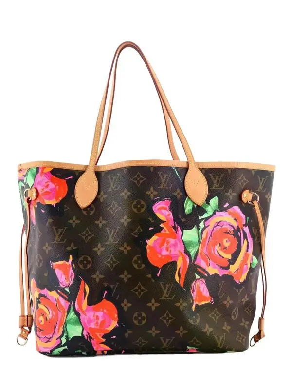 LOUIS VUITTON Neverfull Limited Edition Monogram Roses Mm Tote Bag - Brown