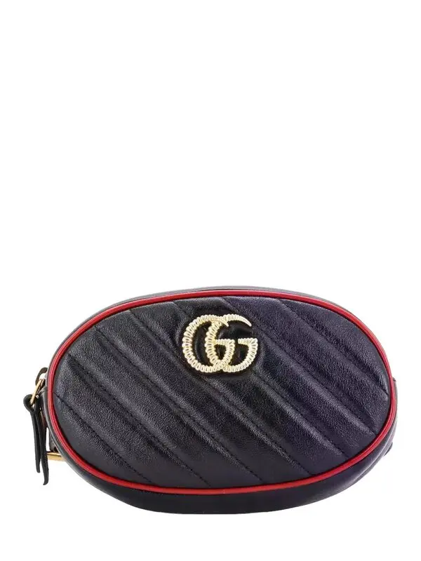 Gucci Gg Marmont Diagonal Quilted Leather Belt Bag - Black