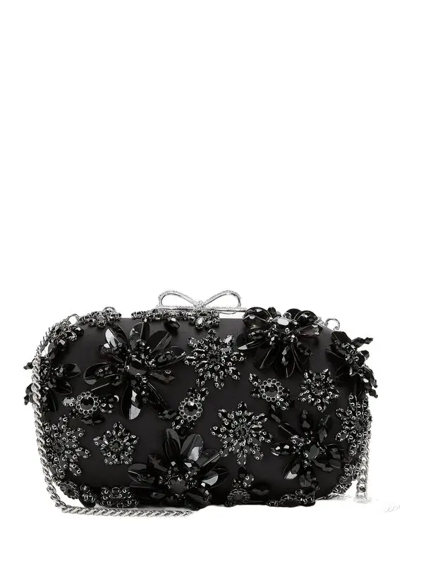 SELF-PORTRAIT Crystals Clutch Bag - Black