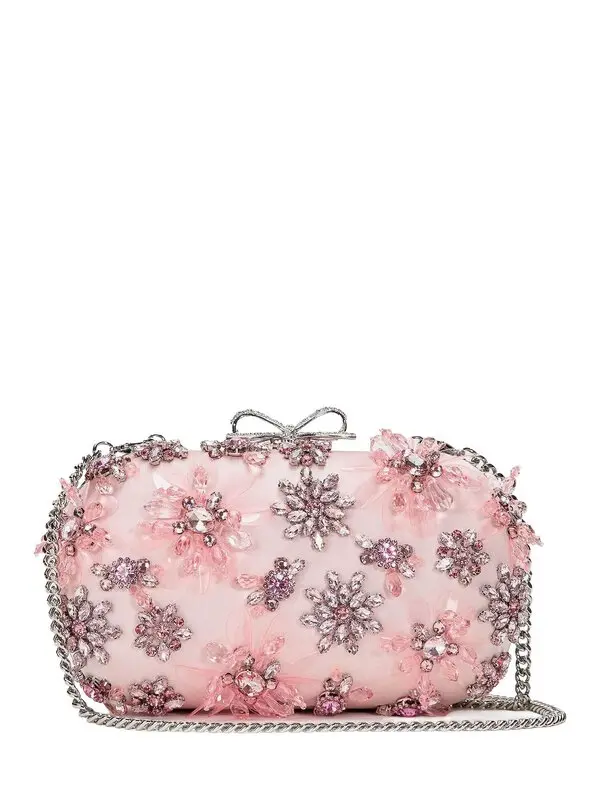 SELF-PORTRAIT Clutch Bag With Crystal Bow Detail - Pink