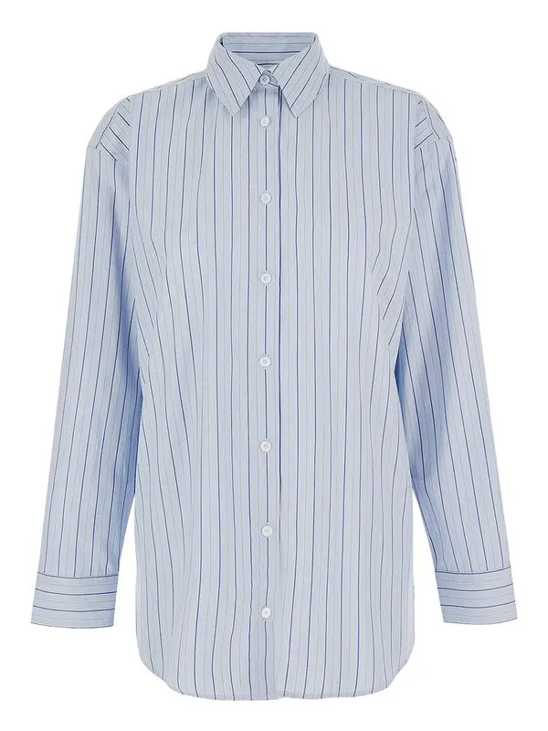 TOTEME Striped Cotton Shirt - Blue