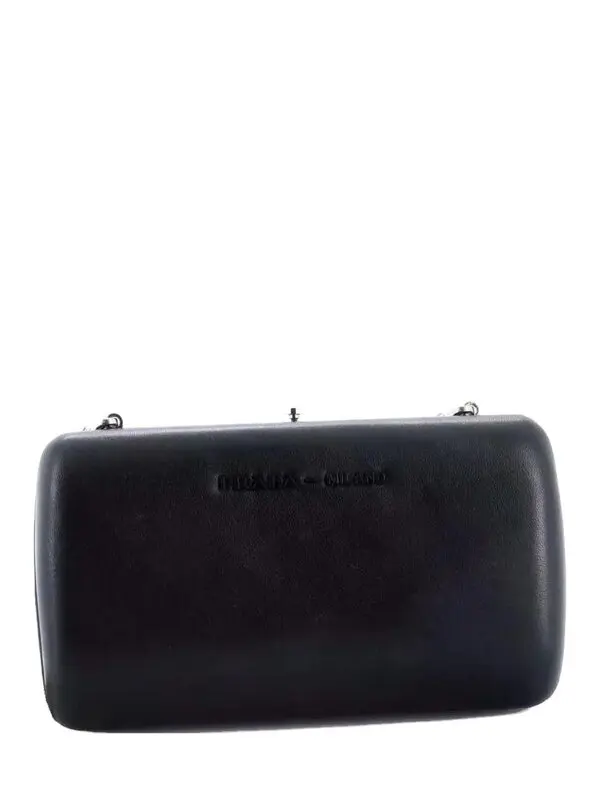 Prada Logo Convertible Chain Box Clutch Bag - Black