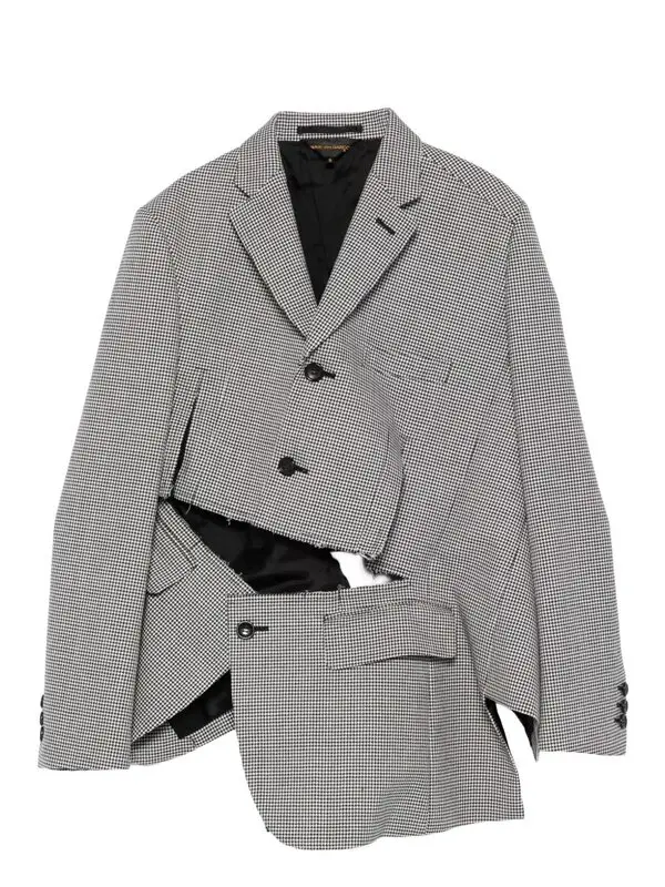 Comme Des Garçons Houndstooth Cut-out Jacket - Black