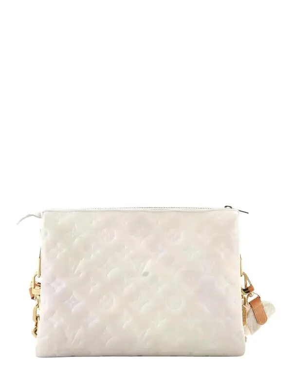 LOUIS VUITTON Coussin Pm Crossbody Bag Monogram Embossed Lambskin - White