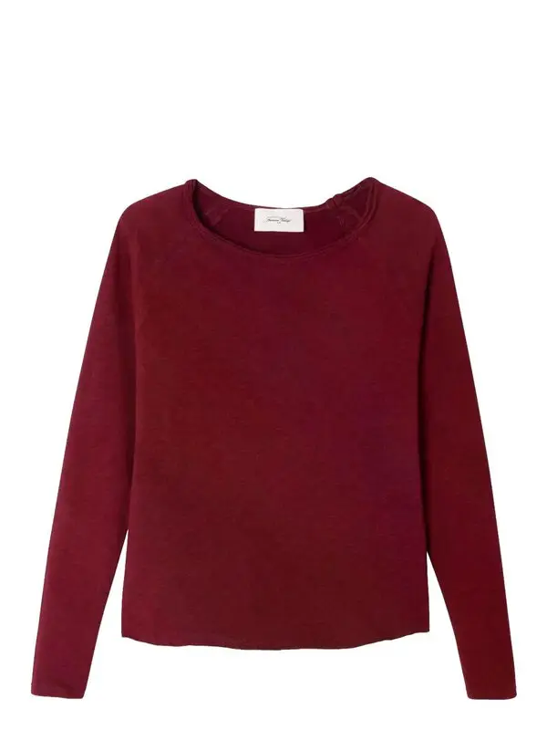 American Vintage Raglan Sleeve Boat Neck Top - Red