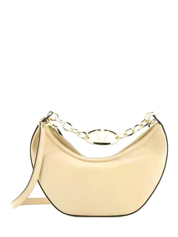 Valentino Garavani Vlogo Moon Leather Small Hobo Bag - Neutrals