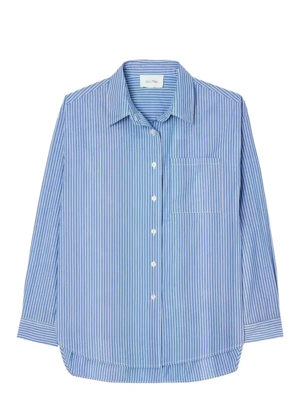 American Vintage Striped Button-down Shirt - Blue