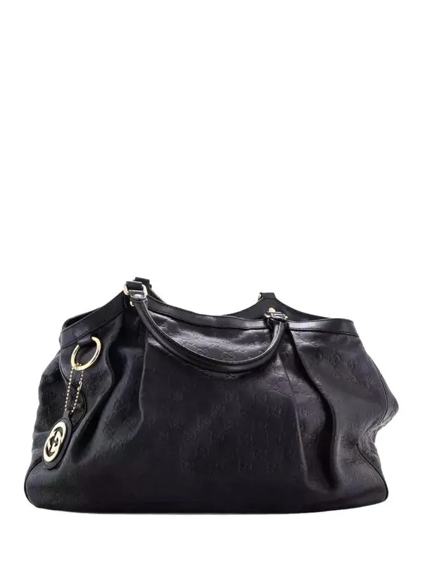 Gucci Sukey Ssima Leather Large Tote Bag - Black