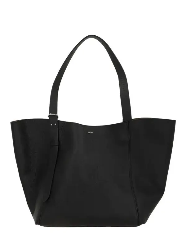Max Mara Leather Tote Bag With Strap Detail - Black