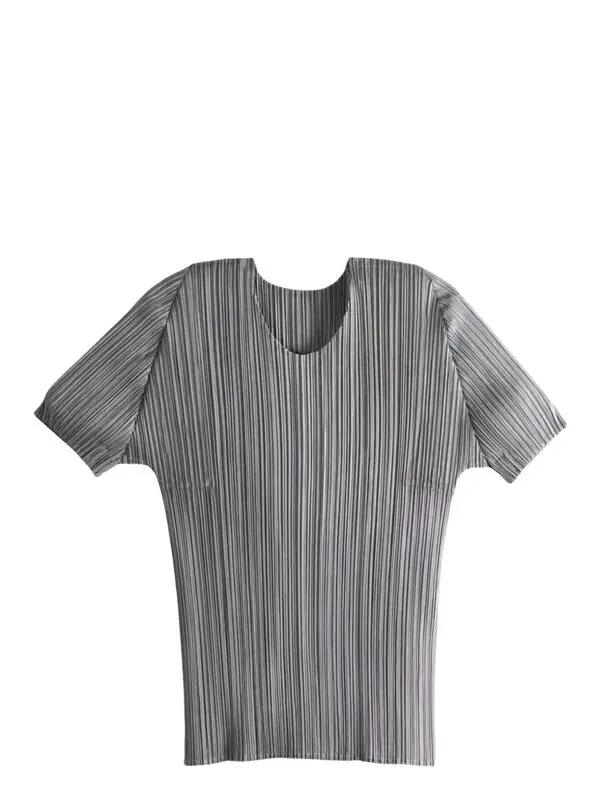 Issey Miyake Pleated Short-sleeve Top - Grey