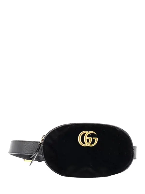 Gucci Gg Marmont Matelassé Velvet Belt Bag - Black