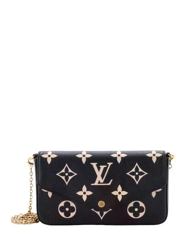 LOUIS VUITTON Felicie Pochette Bicolor Monogram Empreinte Giant Crossbody Bag - Black