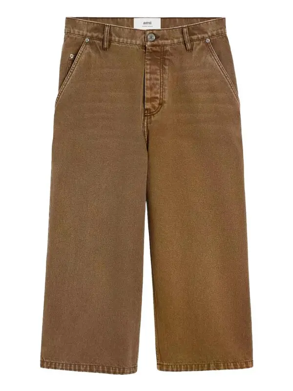 Ami Cotton Bermuda Shorts - Brown