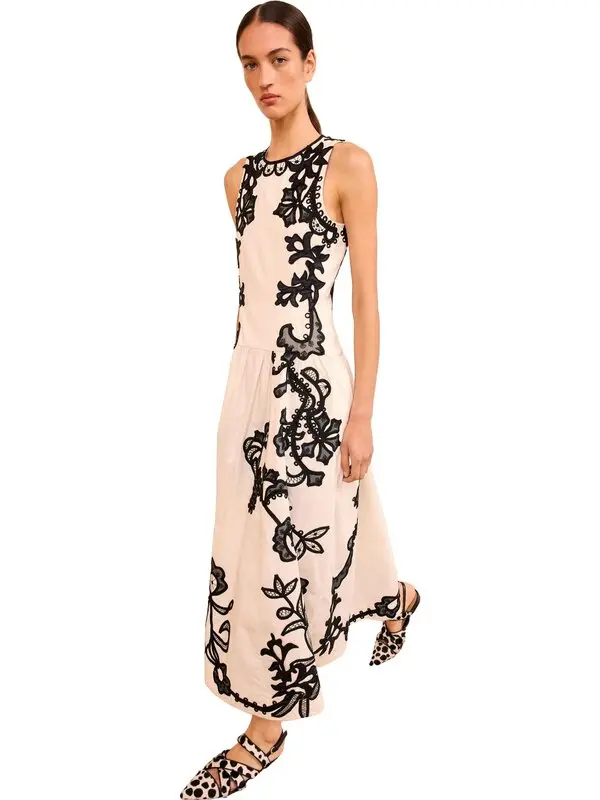Ulla Johnson Sonali Embroidered Midi Dress - Anemone