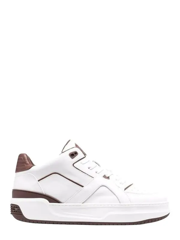 JUST DON Luxury Courtside Lowin Sneakers - White/burgundy