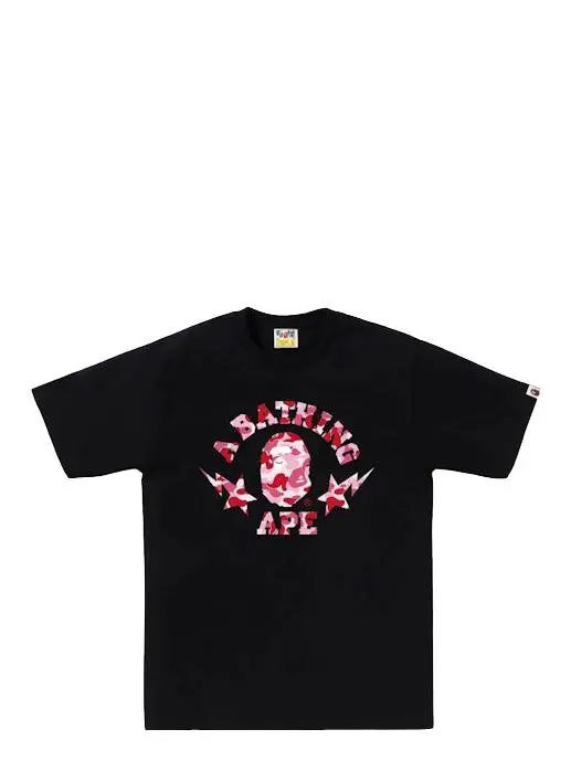 A BATHING APE Abc Camo Sta College Tee Shirt - Black/pink