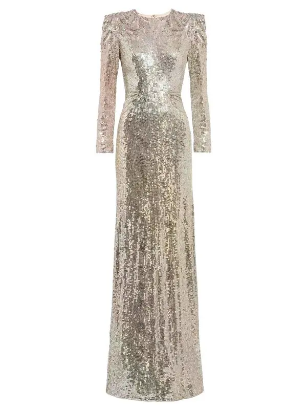 Jenny Packham Sequin-embellished Dulcet Gown - Silver