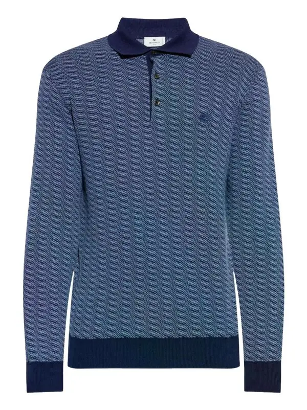 Etro Patterned Buttoned Polo Shirt - Blue