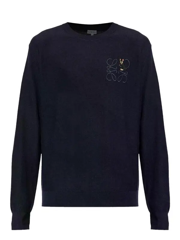 Loewe Embroidered Wool Sweater - Blue
