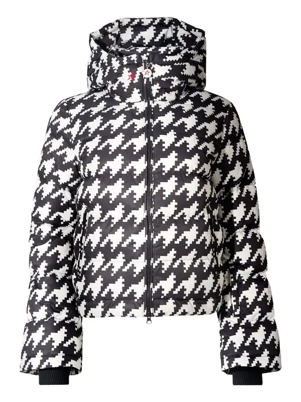 Perfect Moment Polar Flare Down Ski Jacket - Black-white-houndstooth-print