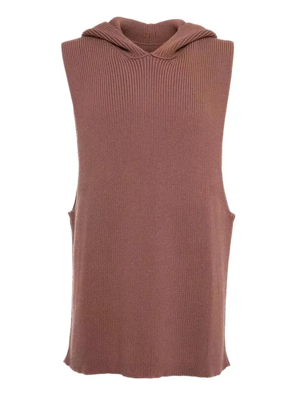 Rick Owens Ribbed Knit Tank Hoodie - Brown