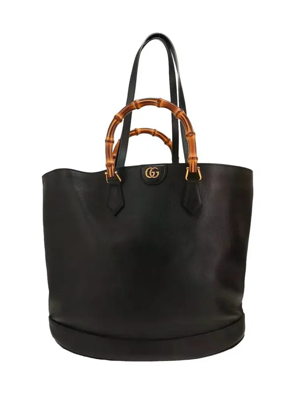 Gucci Bamboo-handle Leather Tote Bag - Black