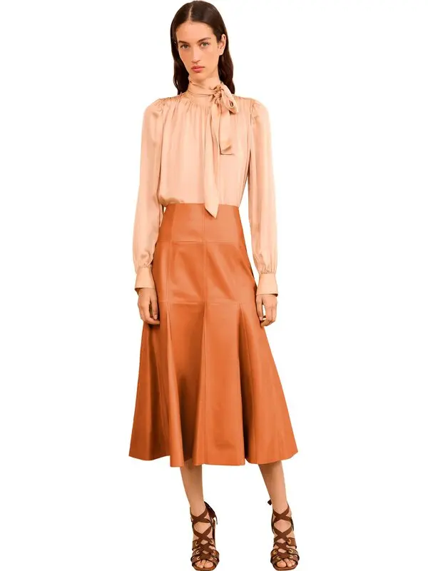 Ulla Johnson Noemi Fit-and-flare Leather Skirt - Sienna