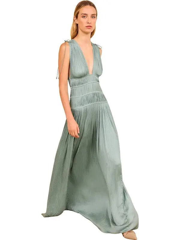 Ulla Johnson Tasneem Deep V Gown - Sea Glass